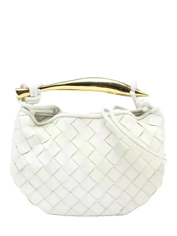 Bottega Veneta Baby Lambskin Intrecciato Sardine Satchel - White