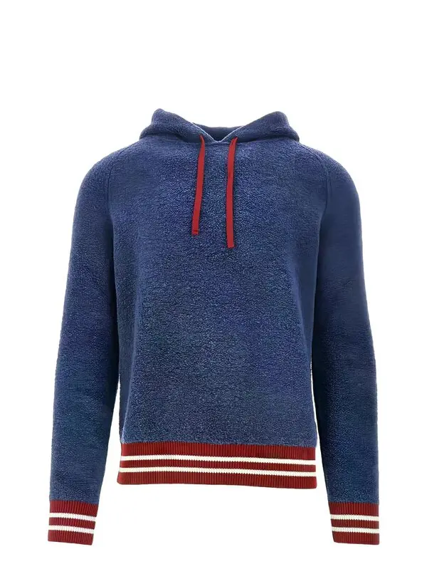 GALLIA Striped Knitwear Hoodie - Blue