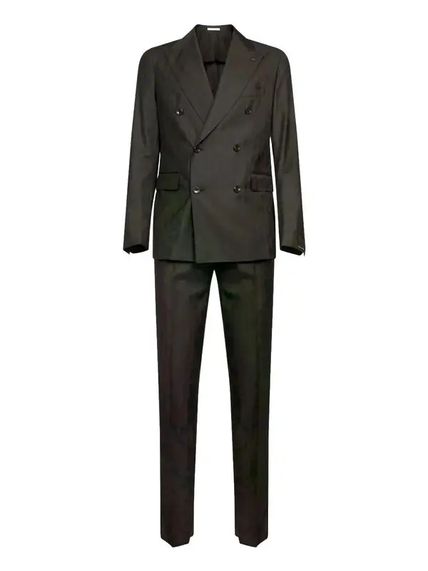 Tagliatore Jacquard Double-breasted Suit - Brown