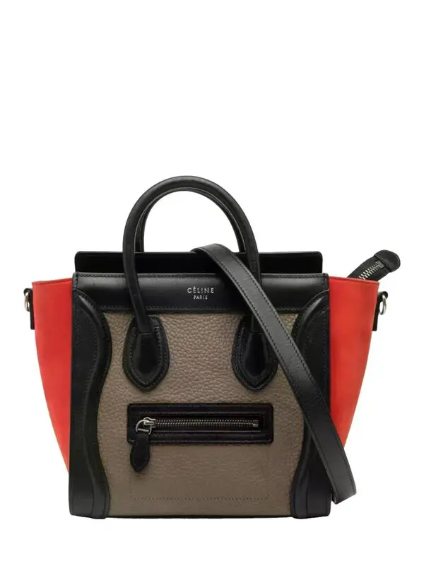 Celine Nano Tricolor Luggage Tote Satchel - Brown
