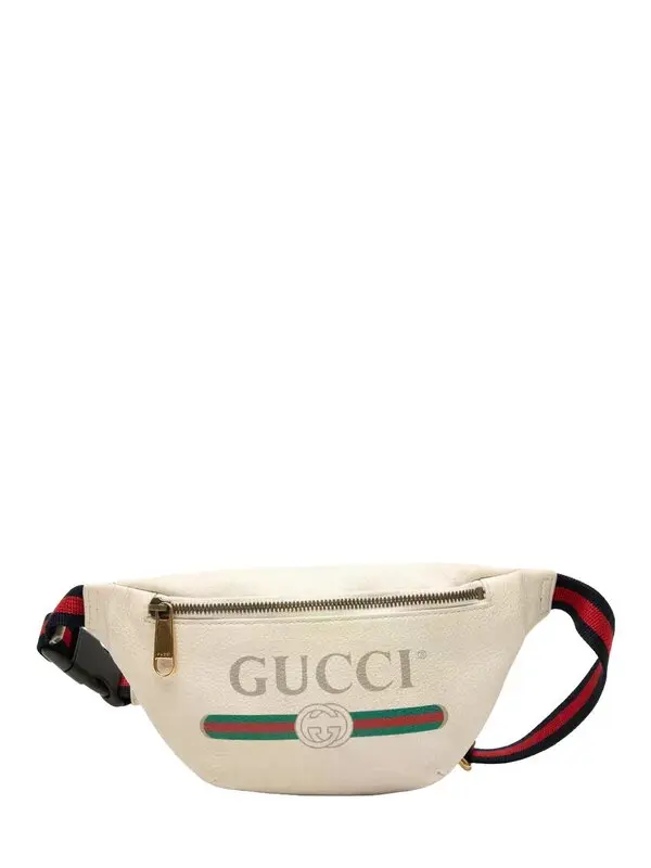 Gucci Leather Logo Belt Bag - White
