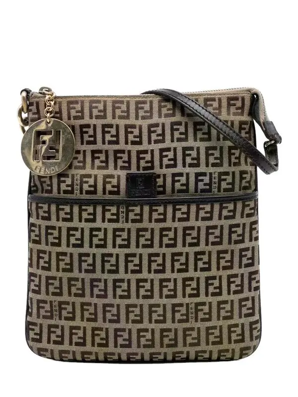 Fendi 2000-2010 Zucchino Canvas Forever Crossbody Bag - Brown