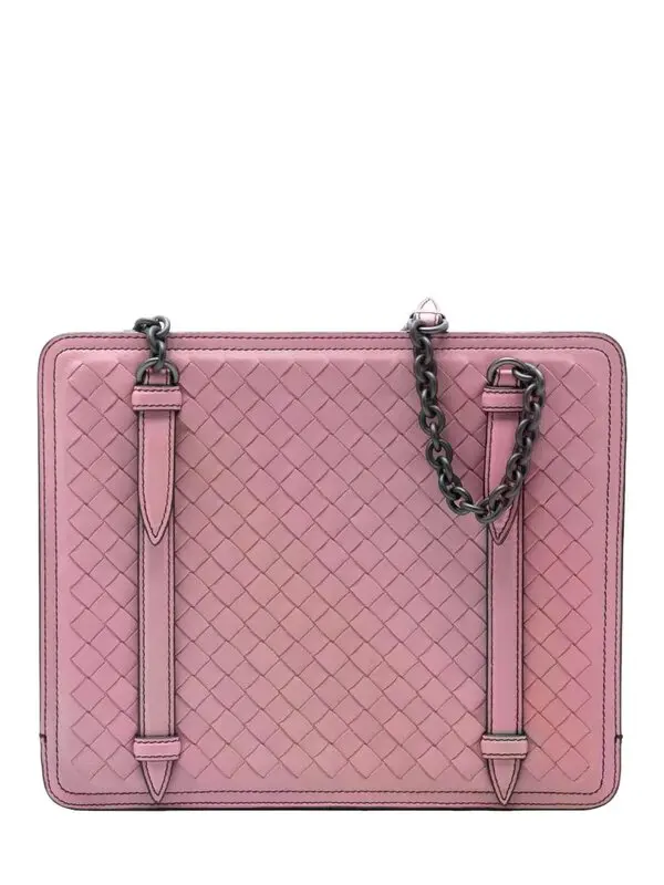 Bottega Veneta 2012-2025 Nappa Intrecciato Chain Shoulder Bag - Pink