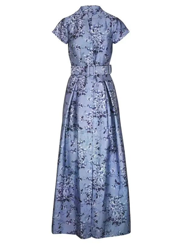 Sachin & Babi Marta Floral-pattern Belted Maxi Dress - Blue