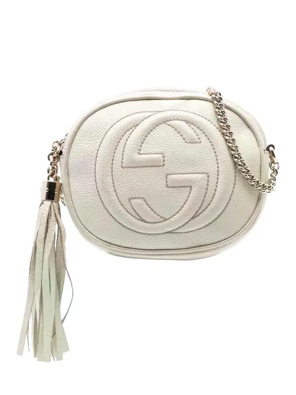 Gucci Mini Pebbled Calfskin Soho Chain Crossbody Bag - White