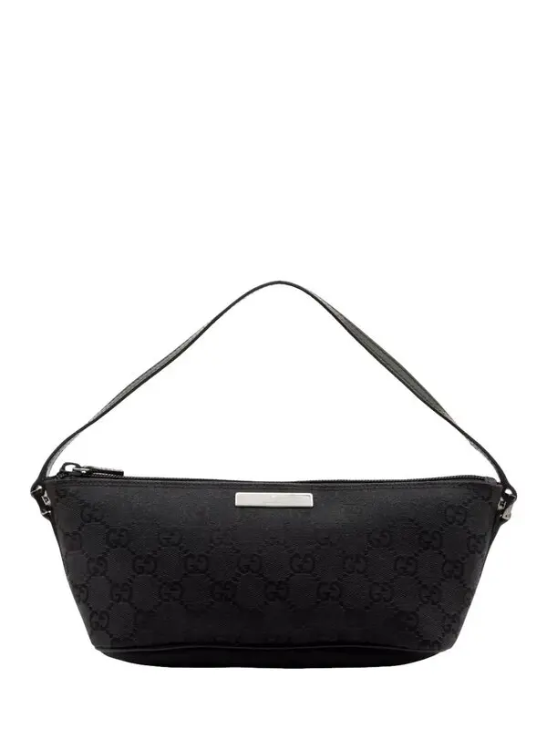 Gucci Gg Canvas Boat Shoulder Bag - Black