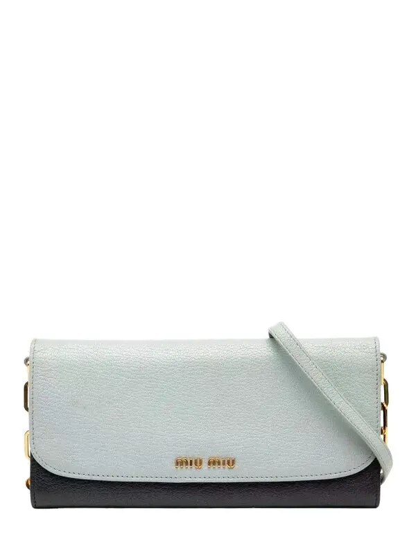 Miu Miu Madras Wallet On Chain - Blue