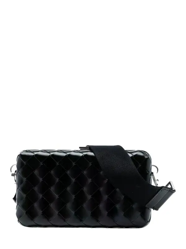 Bottega Veneta Spazzolato Intrecciato Box Messenger Bag - Black
