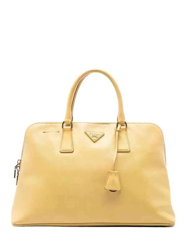 Prada Saffiano Lux Promenade Satchel - Yellow