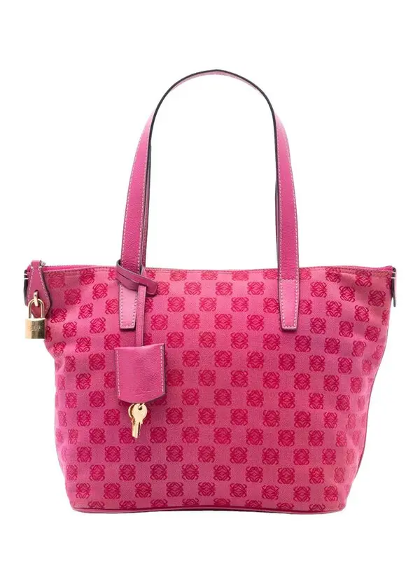 Loewe 2010 Anagram Canvas Tote Bag - Pink