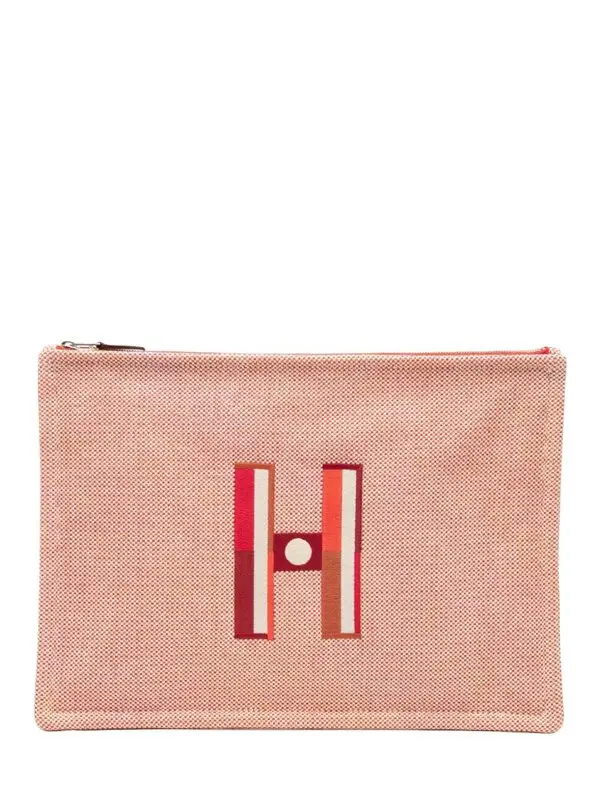 Hermès Large H Canvas Faubourg Corner Case Clutch Bag - Red