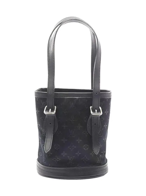 LOUIS VUITTON 2001 Monogram Mini Satin Bucket Bag - Black
