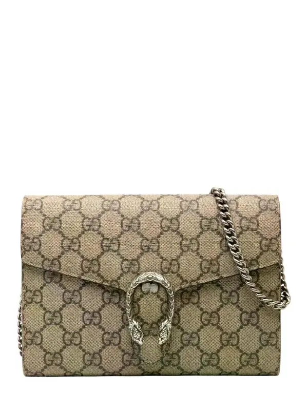 Gucci Gg Supreme Dionysus Chain Wallet - Brown