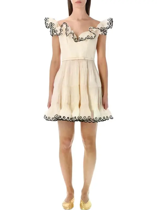 Zimmermann Frilled Mini Dress - Neutrals