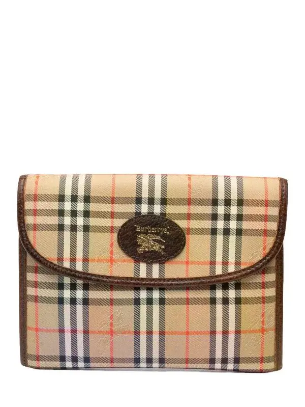 Burberry Haymarket Check Canvas Pouch - Brown