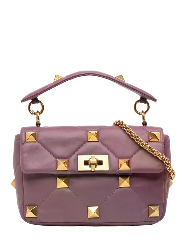 Valentino Garavani Medium Nappa Roman Stud Satchel - Purple