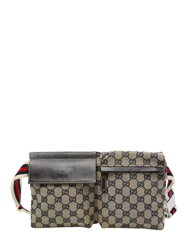Gucci Gg Canvas Double Pocket Belt Bag - Brown