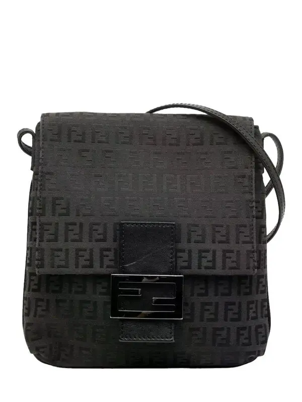Fendi Zucchino Canvas Crossbody Bag - Black