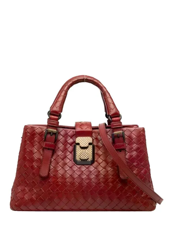Bottega Veneta Mini Nappa Intrecciato Roma Satchel - Red