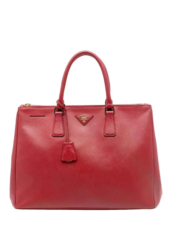 Prada Large Saffiano Lux Galleria Double Zip Satchel - Red