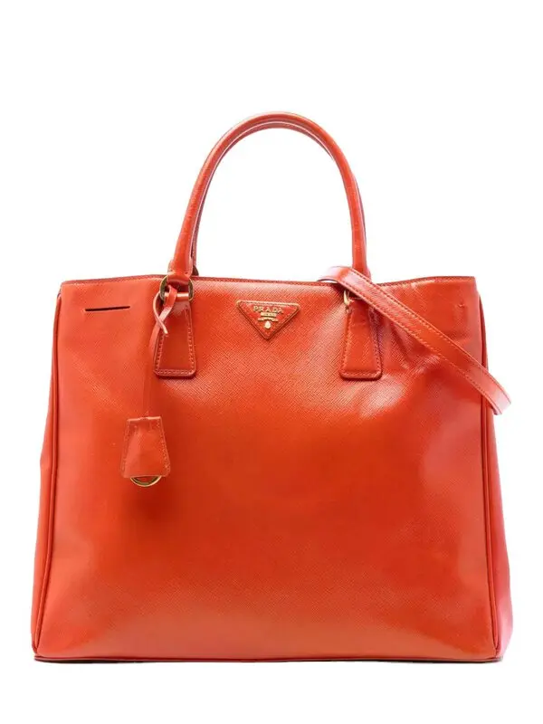 Prada Large Saffiano Vernice Galleria Satchel - Orange