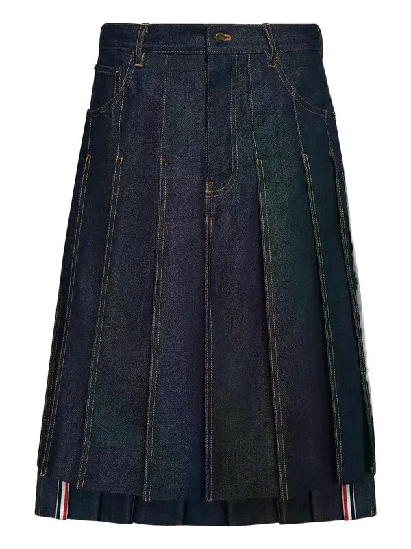 Thom Browne Selvedge Pleated Five-pocket Skirt - Blue