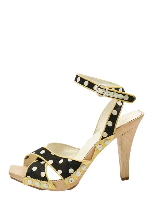Saint Laurent Polka-dot Platform Sandals - Black