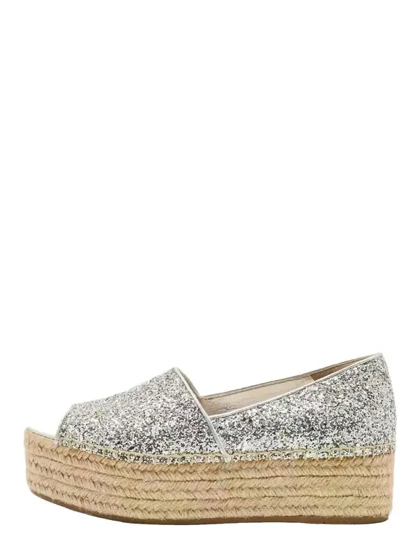 Miu Miu Glitter Espadrilles - Silver