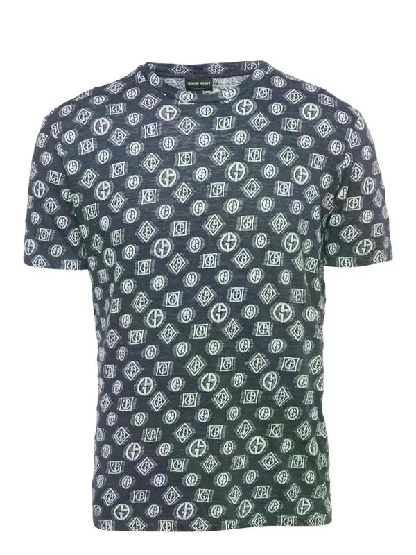 Giorgio Armani Monogram Crew-neck T-shirt - Blue