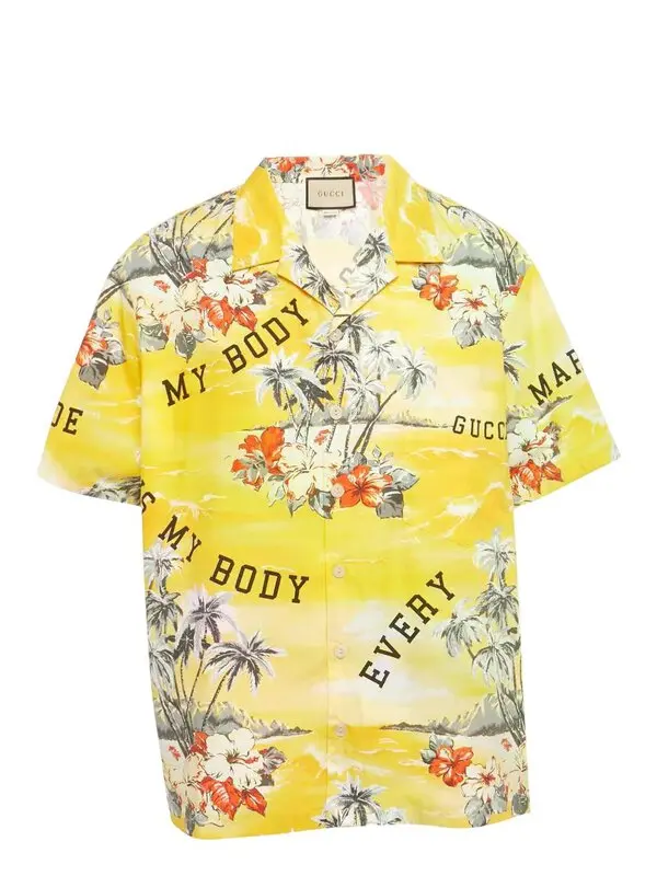 Gucci Floral-print Bowling Shirt - Yellow