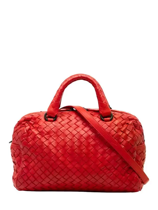 Bottega Veneta Mini Nappa Intrecciato Boston Bag - Red