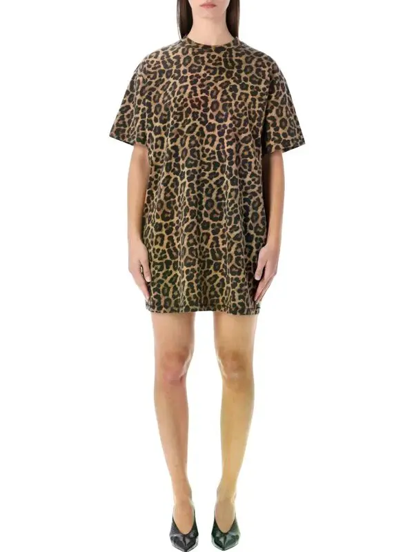 ANINE BING Beth Leopard-print Mini Dress - Brown
