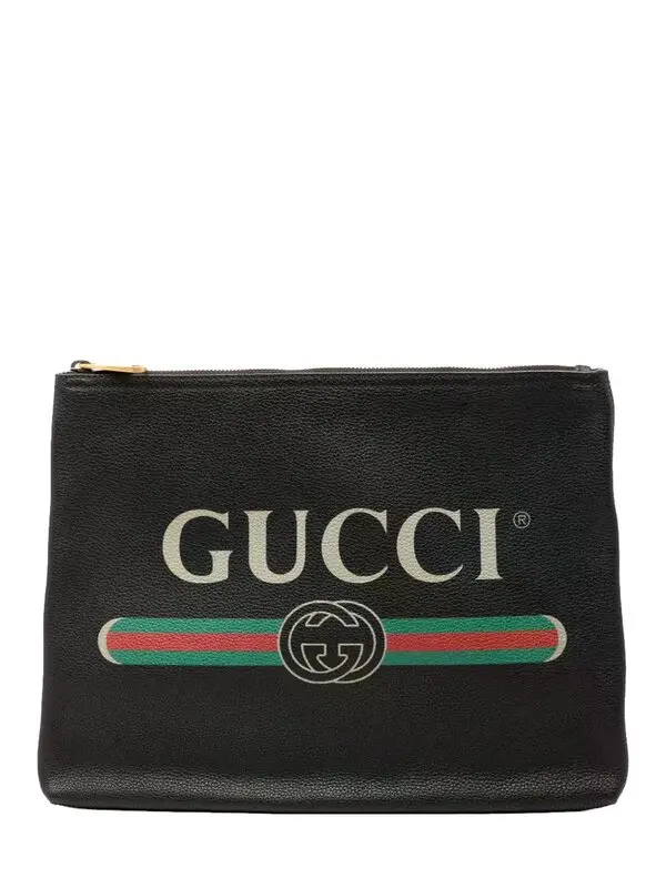 Gucci 2016-2025 Medium Leather Logo Portfolio - Black