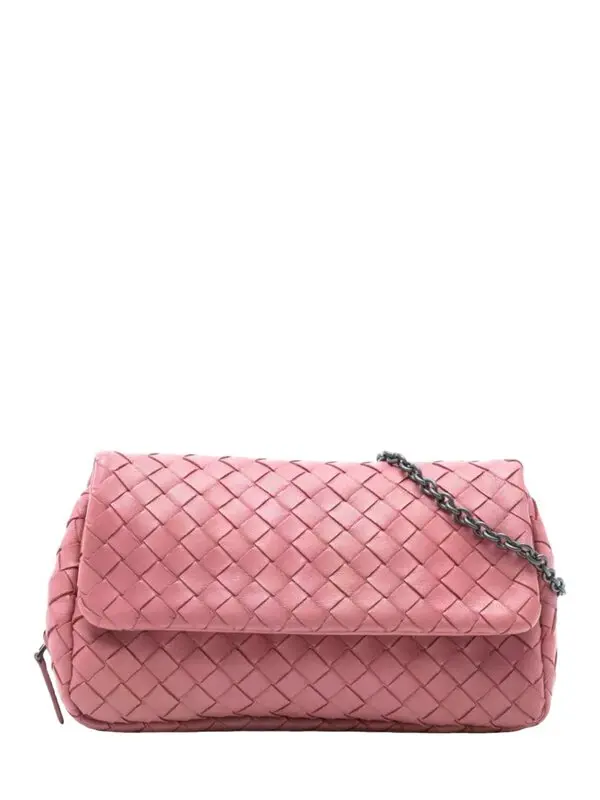 Bottega Veneta Mini Nappa Intrecciato Expandable Chain Crossbody Bag - Pink