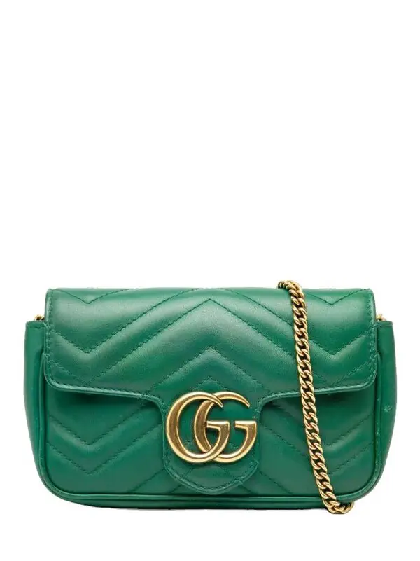 Gucci Mini Gg Marmont Matelassé Leather Flap Crossbody Bag - Green