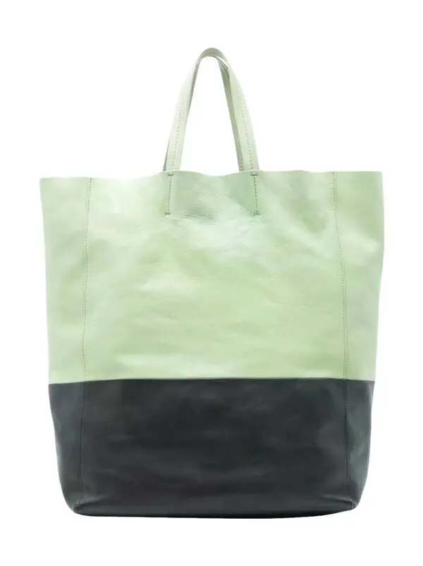 Celine 2013 Bicolor Leather Vertical Cabas Tote Bag - Green