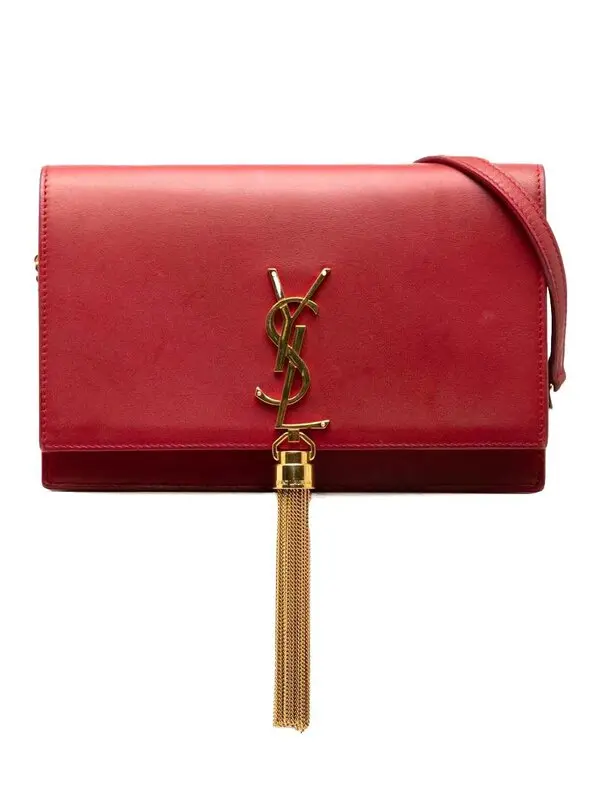 Saint Laurent 2017 Monogram Kate Tassel Wallet On Chain - Red