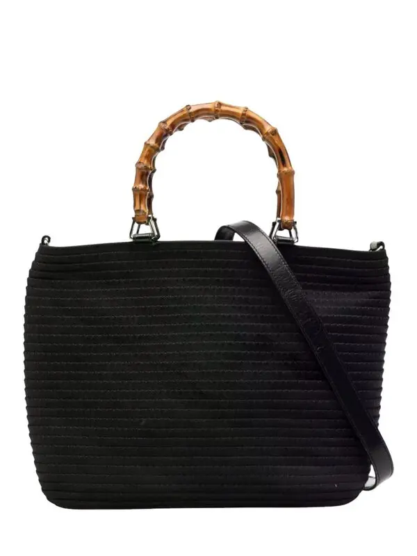 Gucci 1990-2000 Nylon Bamboo Satchel - Black