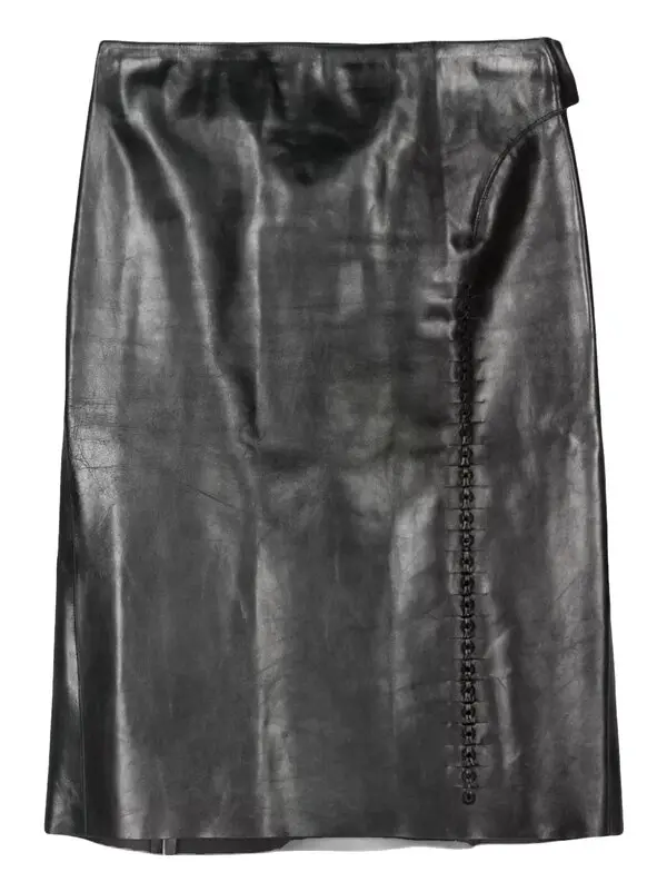 Gucci 2010s Leather Midi Skirt - Black