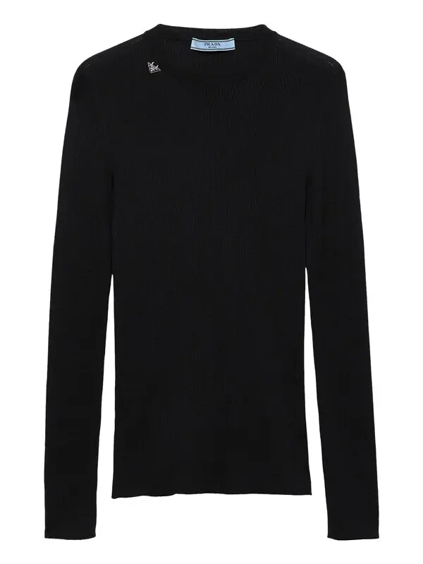 Prada Ribbed Wool Sweater - Black