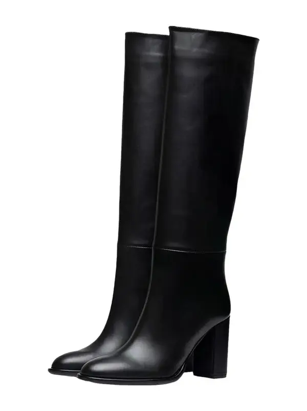 POCHE PARIS Block-heel Knee-high Boots - Black