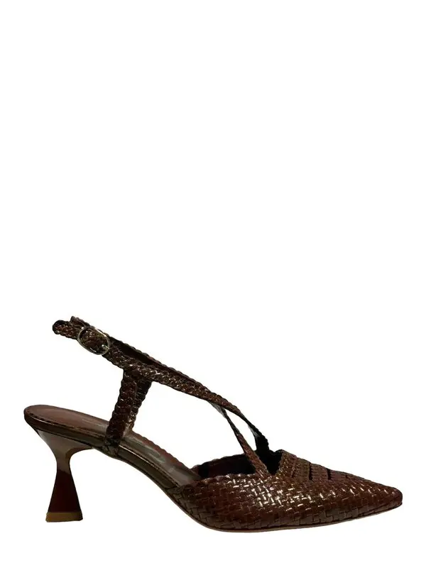 LA ROSE Moritz Woven Slingback Pumps - Brown