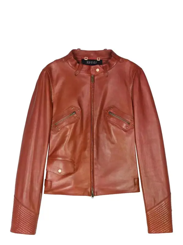 Gucci 2000s Stud-embellished Jacket - Brown