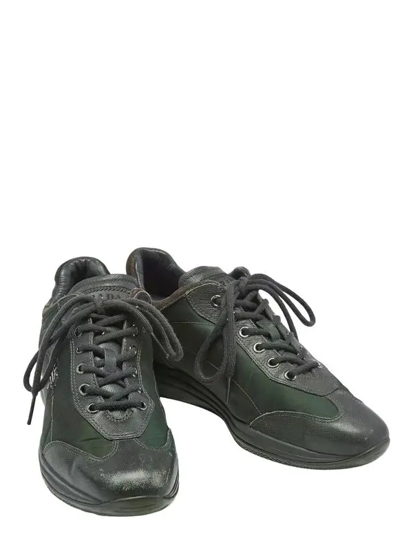 Prada Panelled Lace-up Sneakers - Green