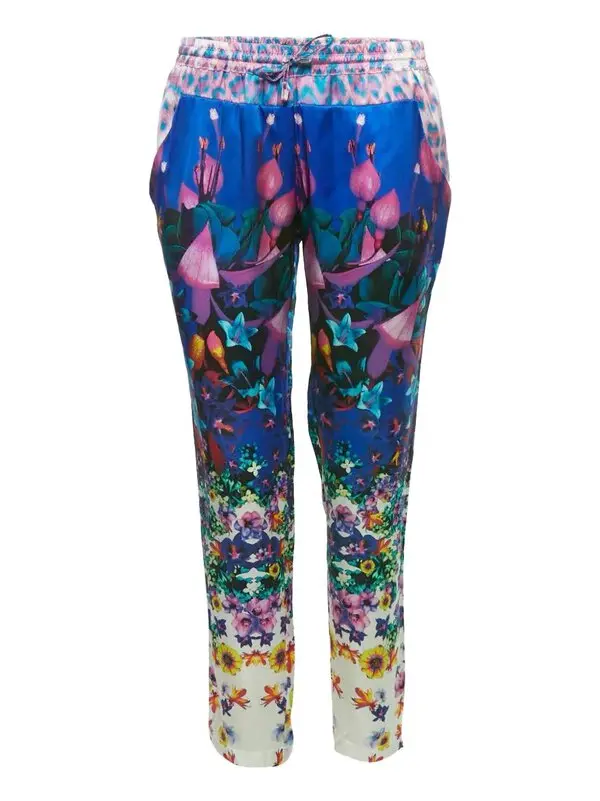 Roberto Cavalli Floral-print Trousers - Blue