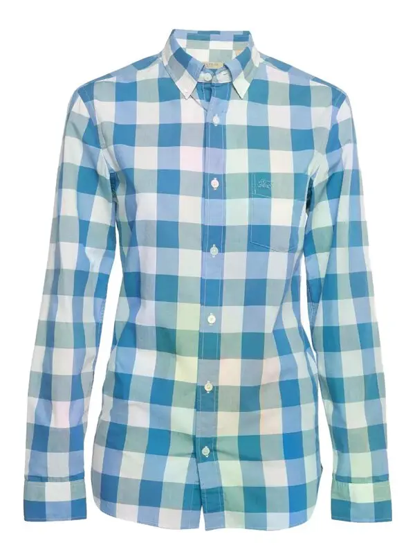 Burberry Check-pattern Cotton Shirt - Blue