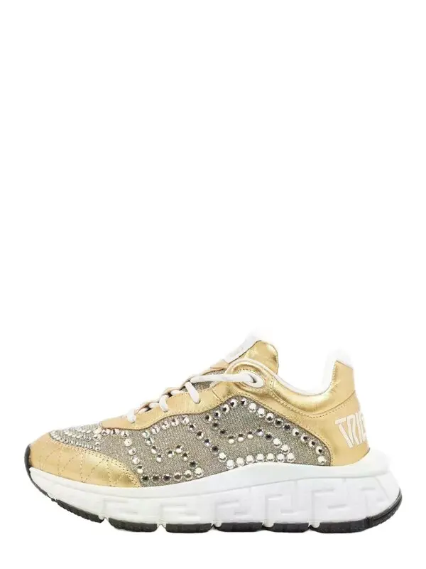 Versace Embellished Lace-up Sneakers - Gold