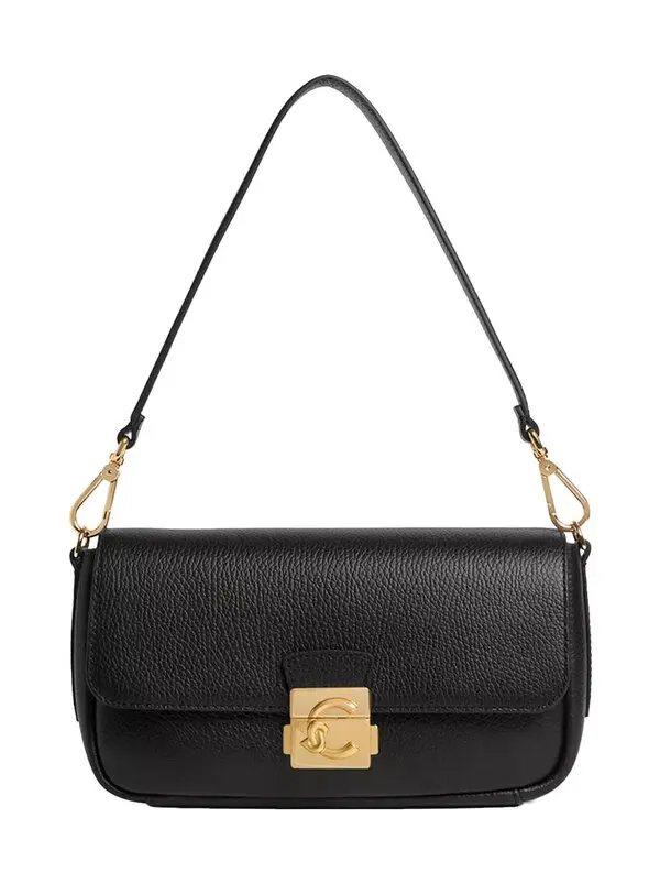 COCCINELLE C-me Lock Logo Shoulder Bag - Black