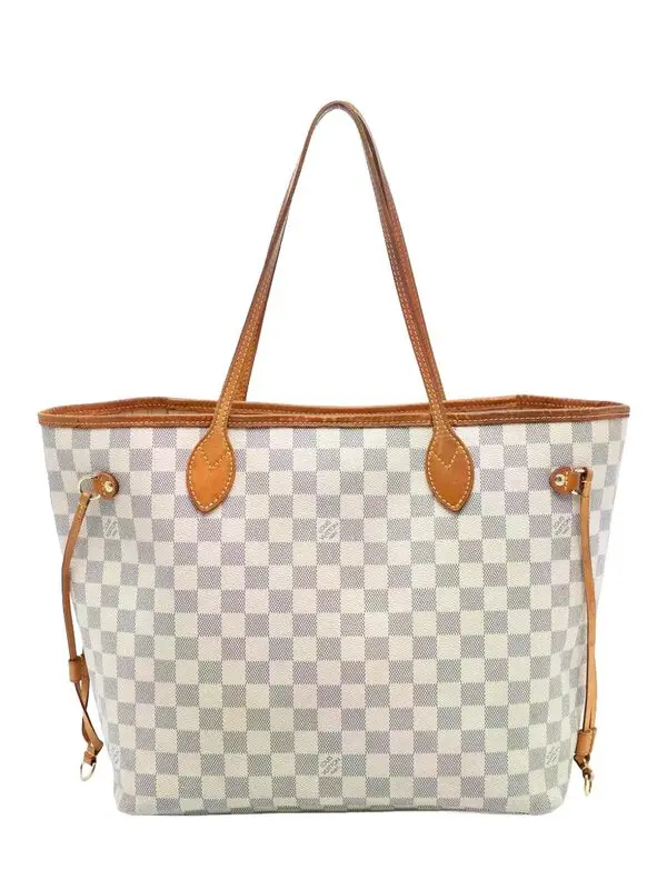 LOUIS VUITTON Damier Azur Neverfull Mm Tote Bag - White