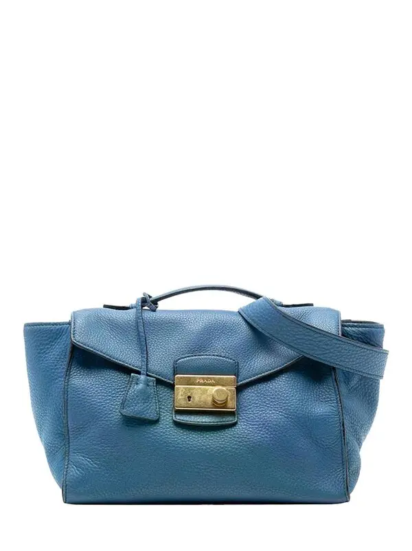 Prada Vitello Daino Sound Lock Satchel 2000-2025 - Blue